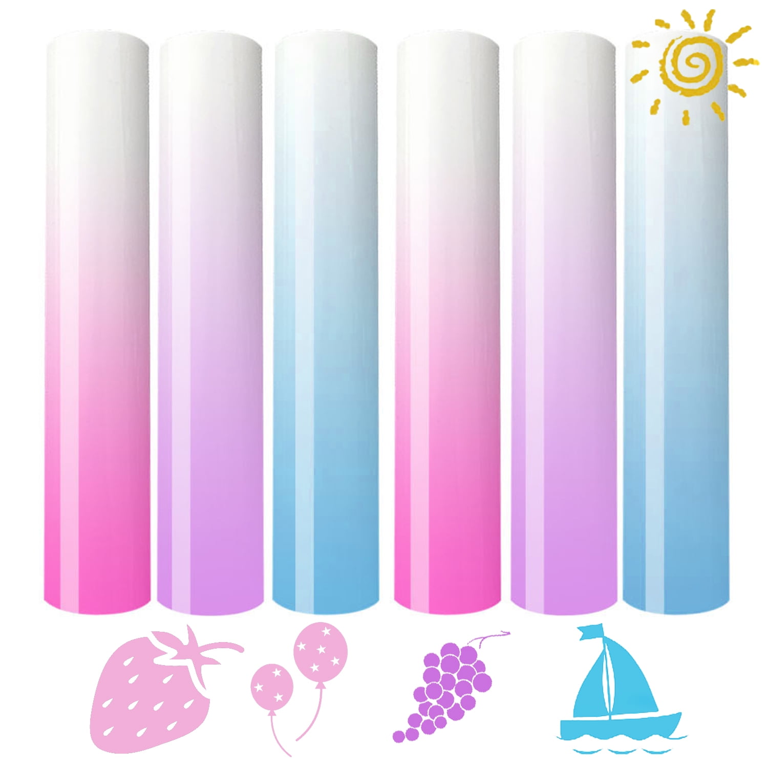 Heat Transfer Vinyl, 12"x 10" UV Color Changing HTV Vinyl, 6 Sheets HTV ...