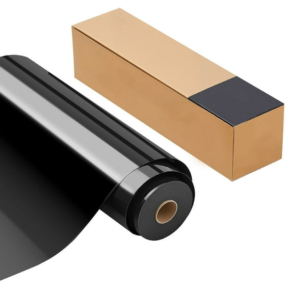 Heat Transfer Vinyl, 12 in x 50 ft, Glossy Black HTV Iron on Vinyl Roll ...