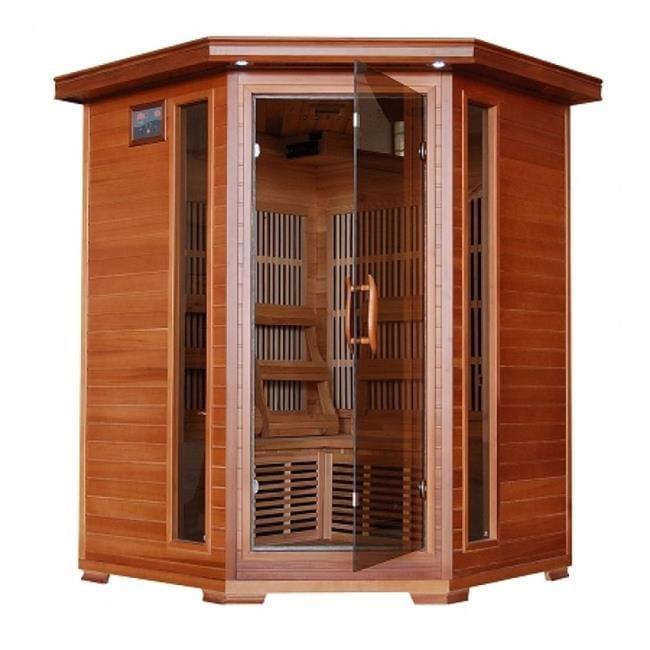 Heat Wave Hudson Bay 3 Person Corner Carbon Cedar Heatwave Sauna - Cedar - Walmart.com
