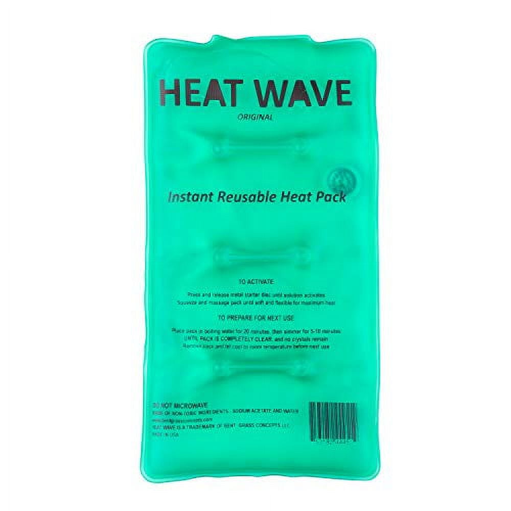 Heat Wave Instant Reusable Click Heat Packs Green 5"x9", For Muscle ...