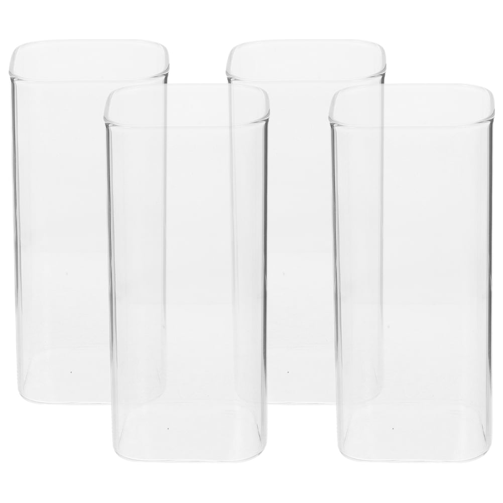 Tanom Heat Resistant Glass Thin Square Glasses Kitchen Glassware Modern Cups Water 4 Pcs