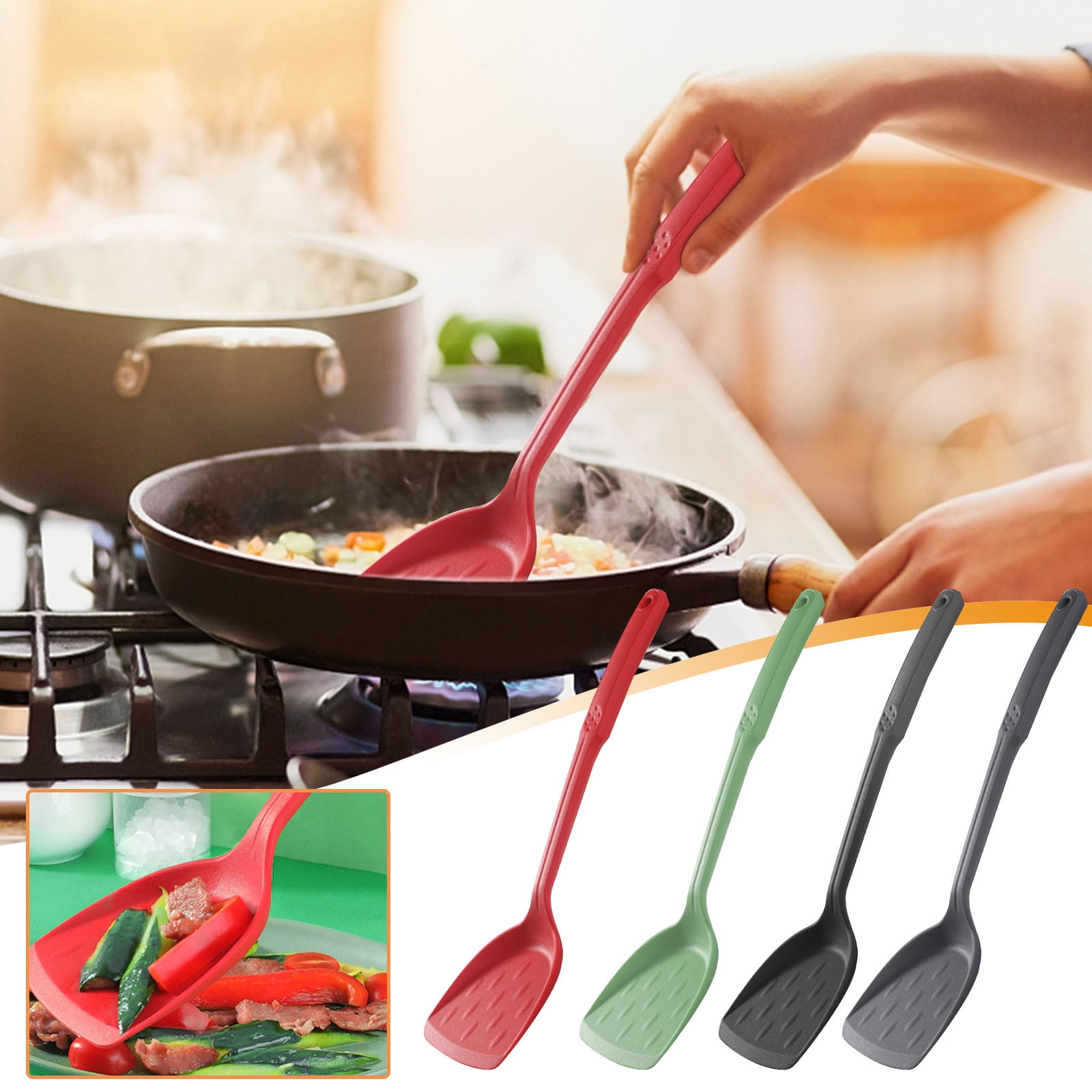 Heat-resistant Spatula Turner Non-stick Safe Flexible Scraper for ...