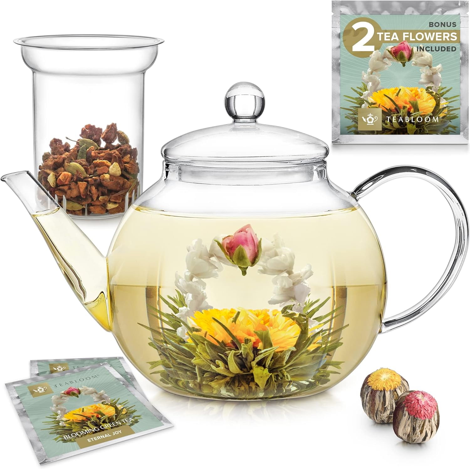 Heat-resistant borosilicate glass teapot, with detachable loose tea ...