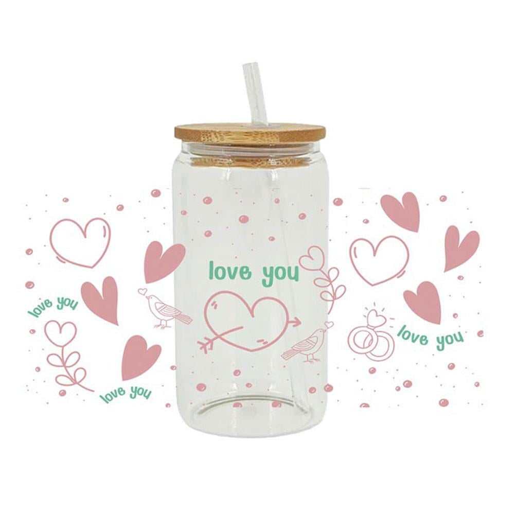 Heat transfer cup stickers Valentine's Day UV sticker For 16oz cup GXY ...