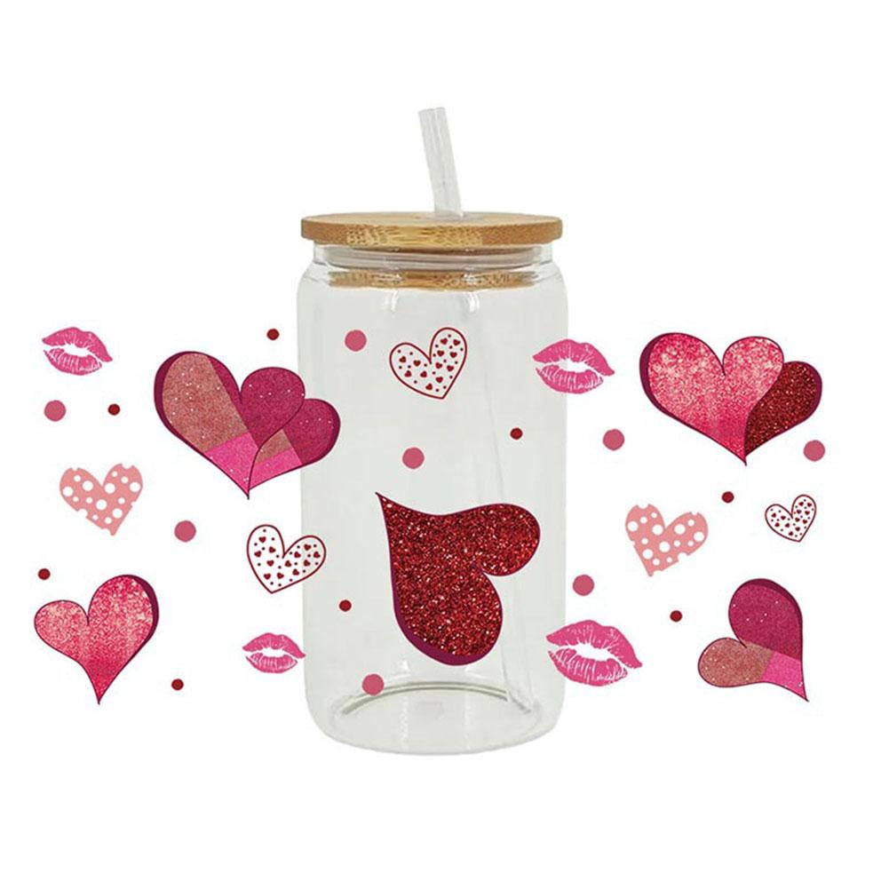 Heat transfer cup stickers Valentine's Day UV sticker for 16oz glass ...
