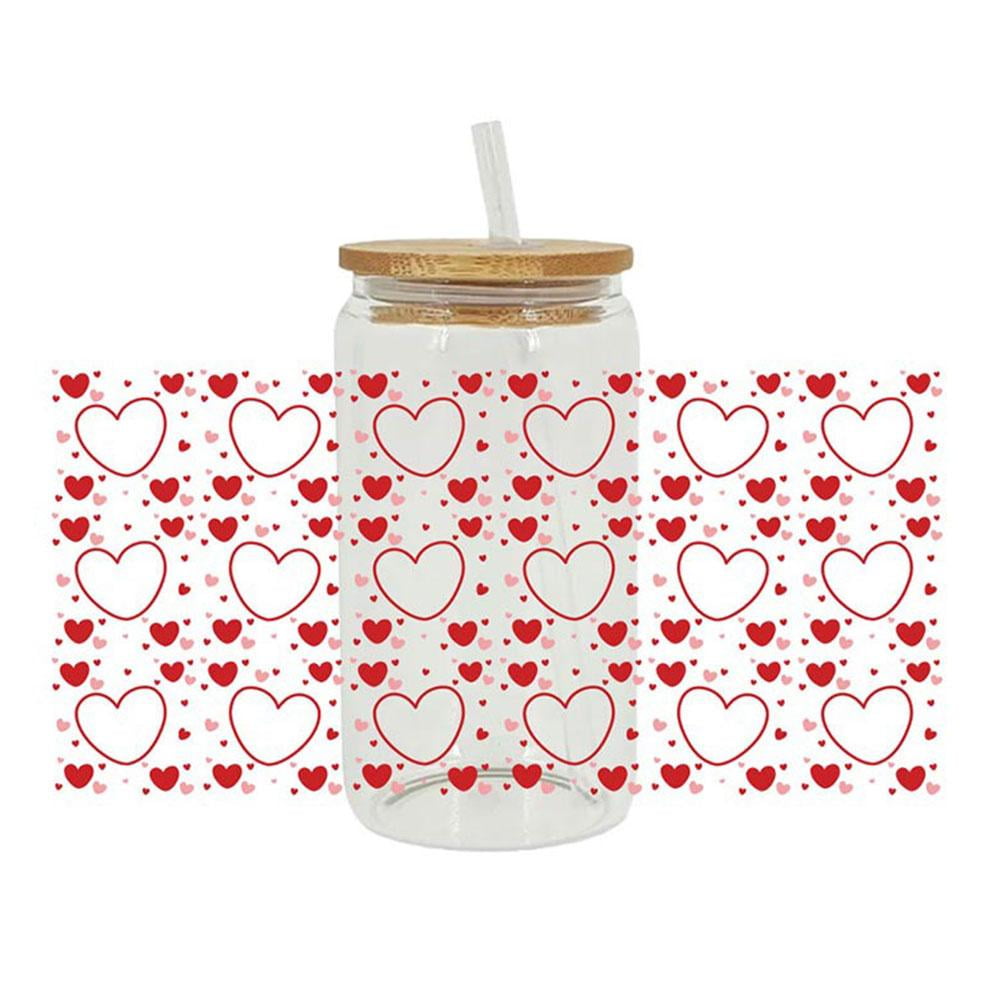 Heat transfer cup stickers Valentine's Day UV sticker glass For 16oz ...