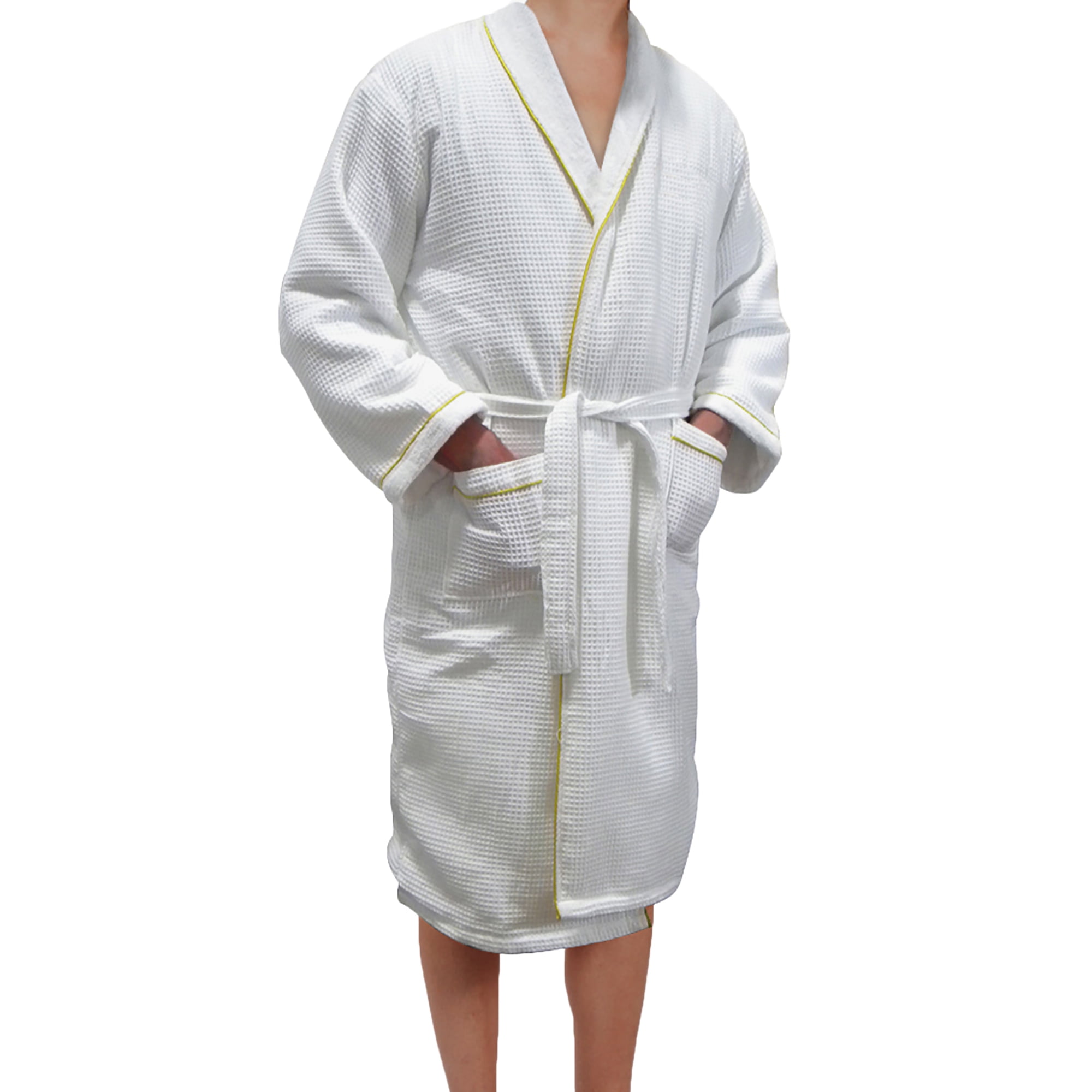 HeatWave European Spa & Bath White Waffle Weave Terry Cloth Robe w ...