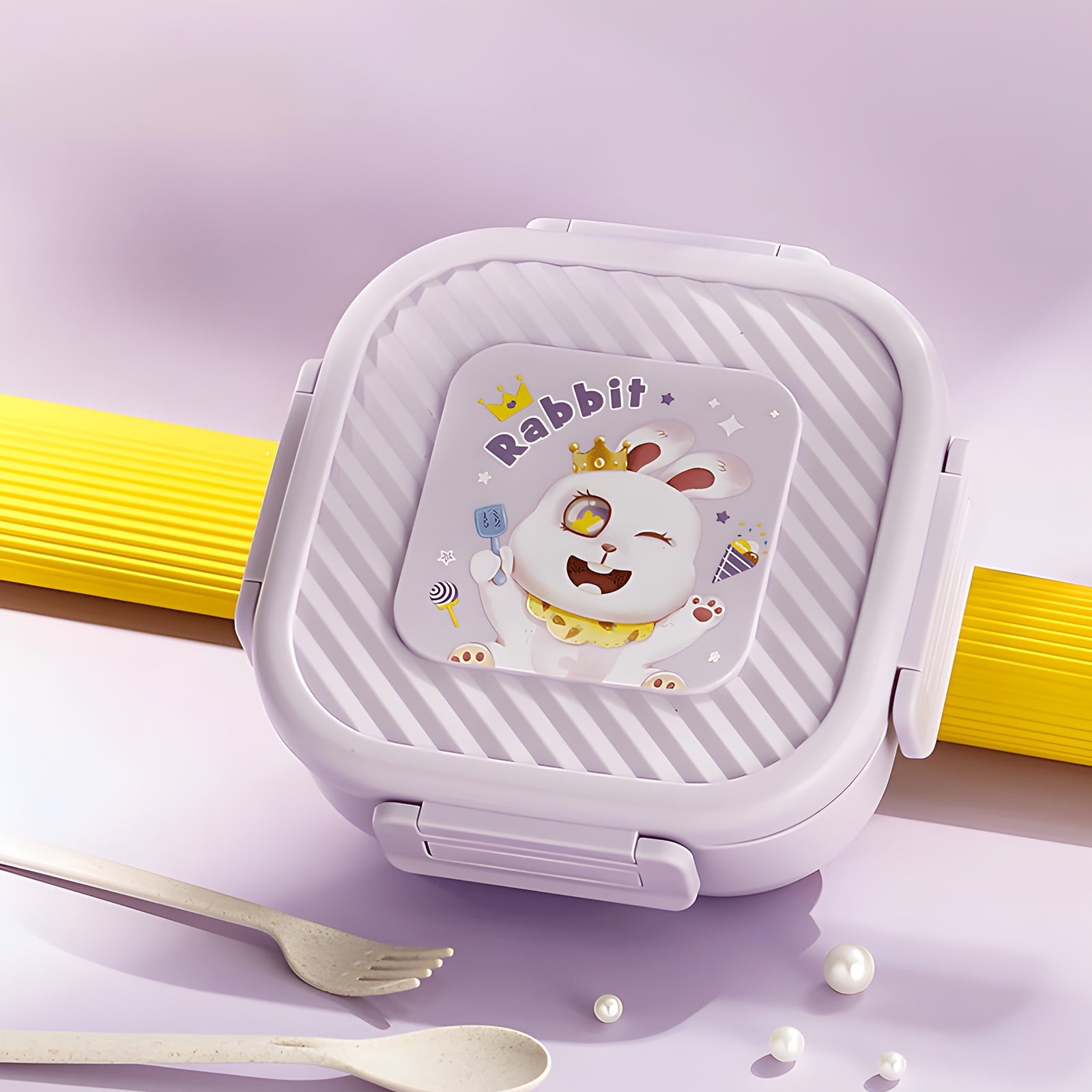 Heatable Plastic Lunch BoxStudent Bento BoxSquare Divided Compartment Plastic Lunch BoxSealed ...