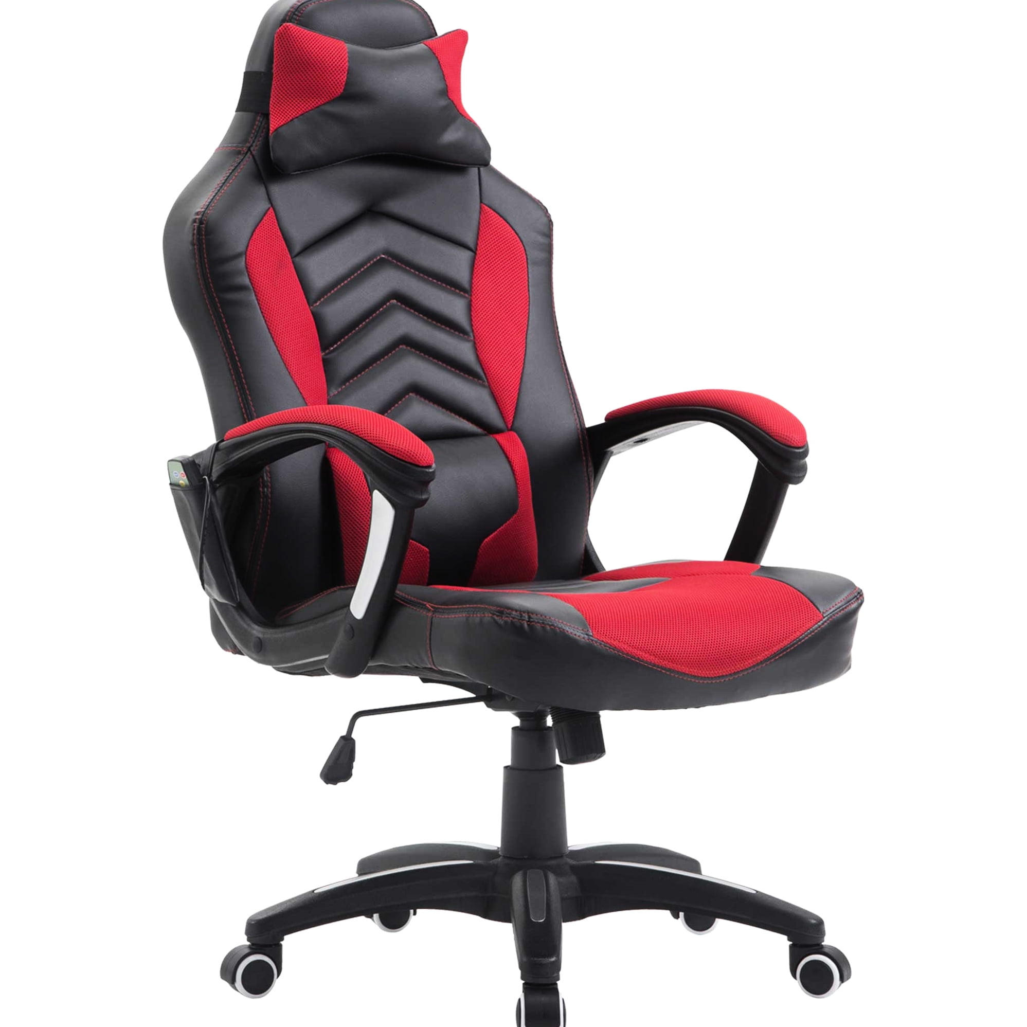 Heated 6 Vibrating Point Chair, Racing Style, Swivel Rolling, , Red ...