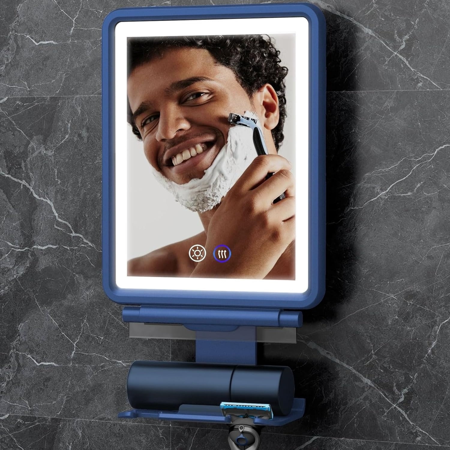 Heated Anti-Fog Mirror for Shower, Rechargeable with Razor Holder, 3 ...