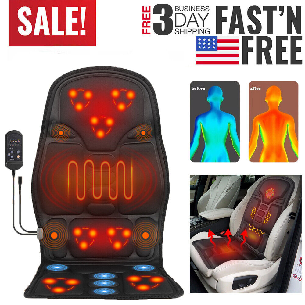 Heated Back Massage Seat Cushion with Vibron - Ideal for Home, Office ...