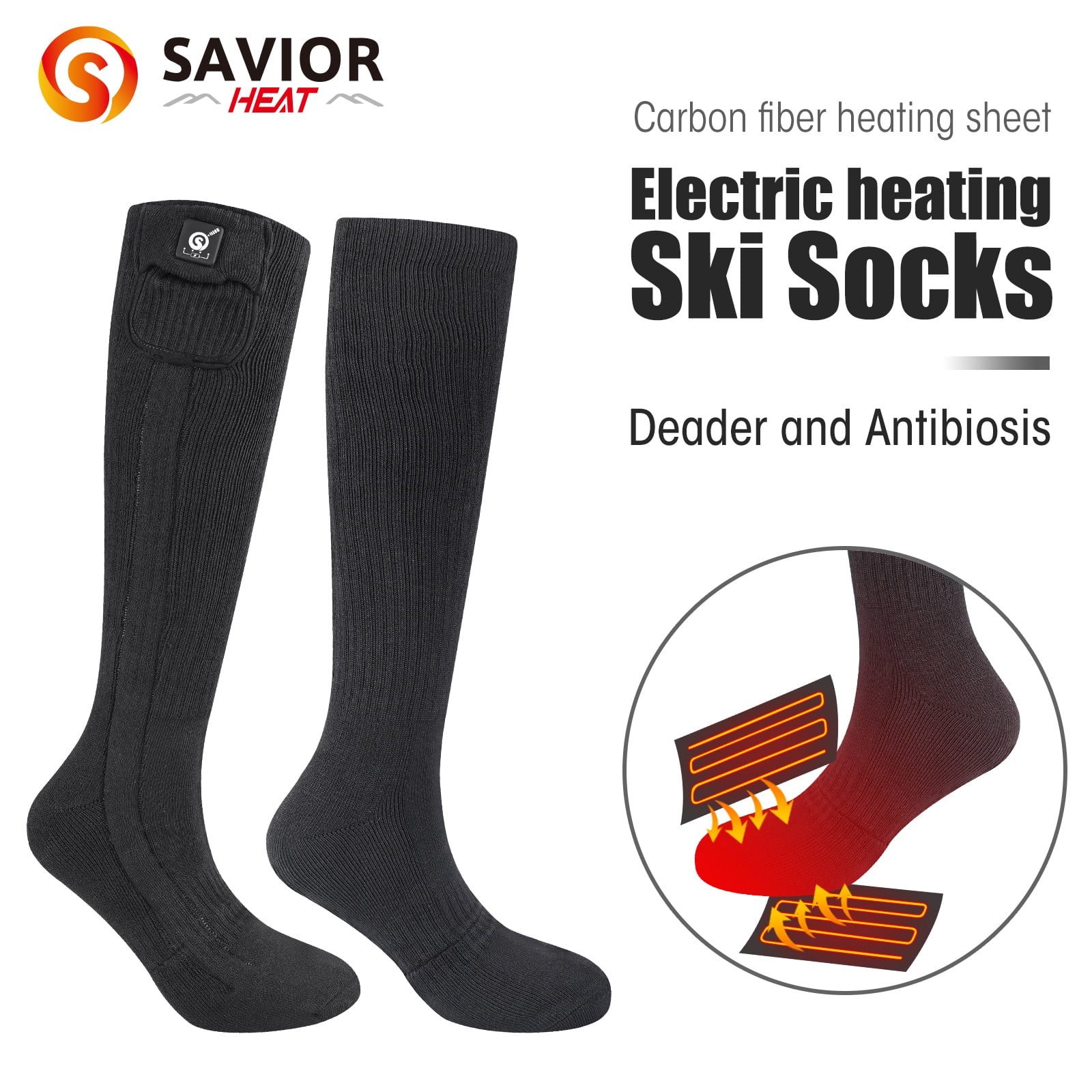 Heated Battery Socks for Men Women, SAVIOR HEAT Electric Rechargeable ...