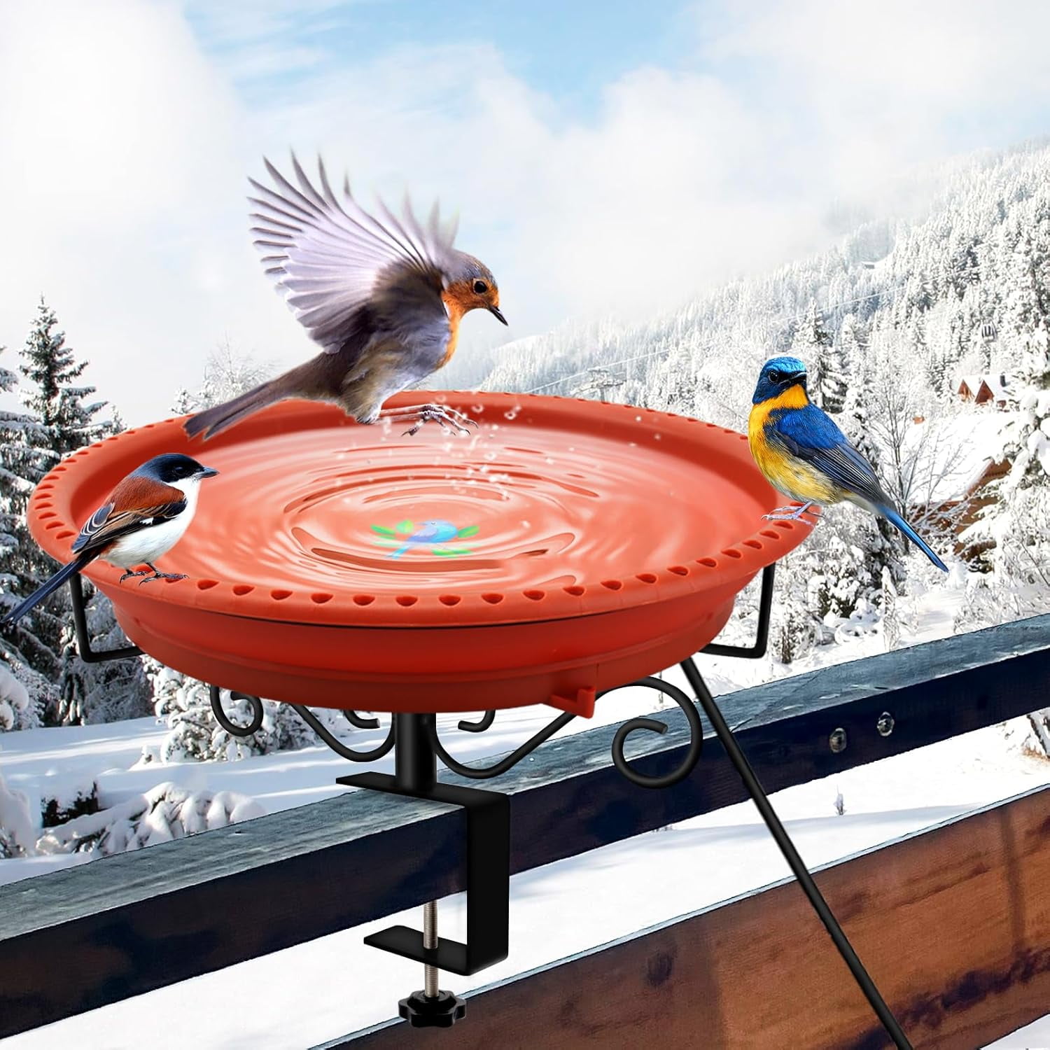 Heated Bird Baths for Outdoors for Winter, 100W Heated Bird Bath Water ...