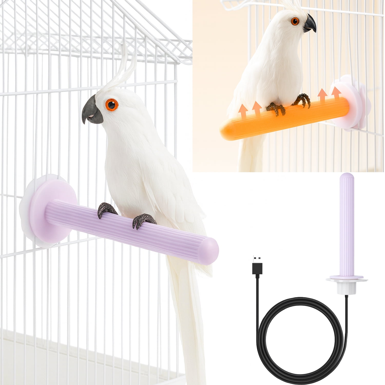 Heated Bird Perch USB Parrot heating station rack Bird Cage Accessory ...