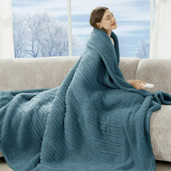 Heated Blanket 62"X84" - Soft Double Sided Sherpa Blanket with 5 ...