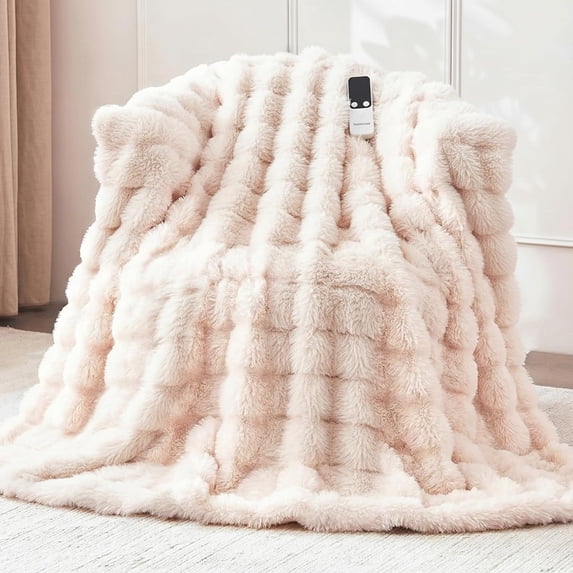 Heated Blanket 62''x 84'', Heating Blanket -Soft Faux with 5 Heat ...