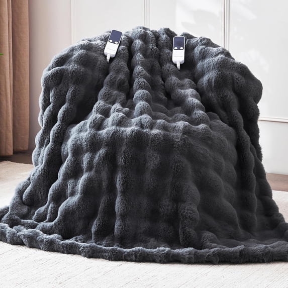 Heated Blanket 84''x 90'', Heating Blanket -Soft Faux with 5 Heat ...