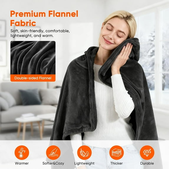 Heated Blanket Battery Operated Cordless Portable Heated Shawl,61" x 31 ...