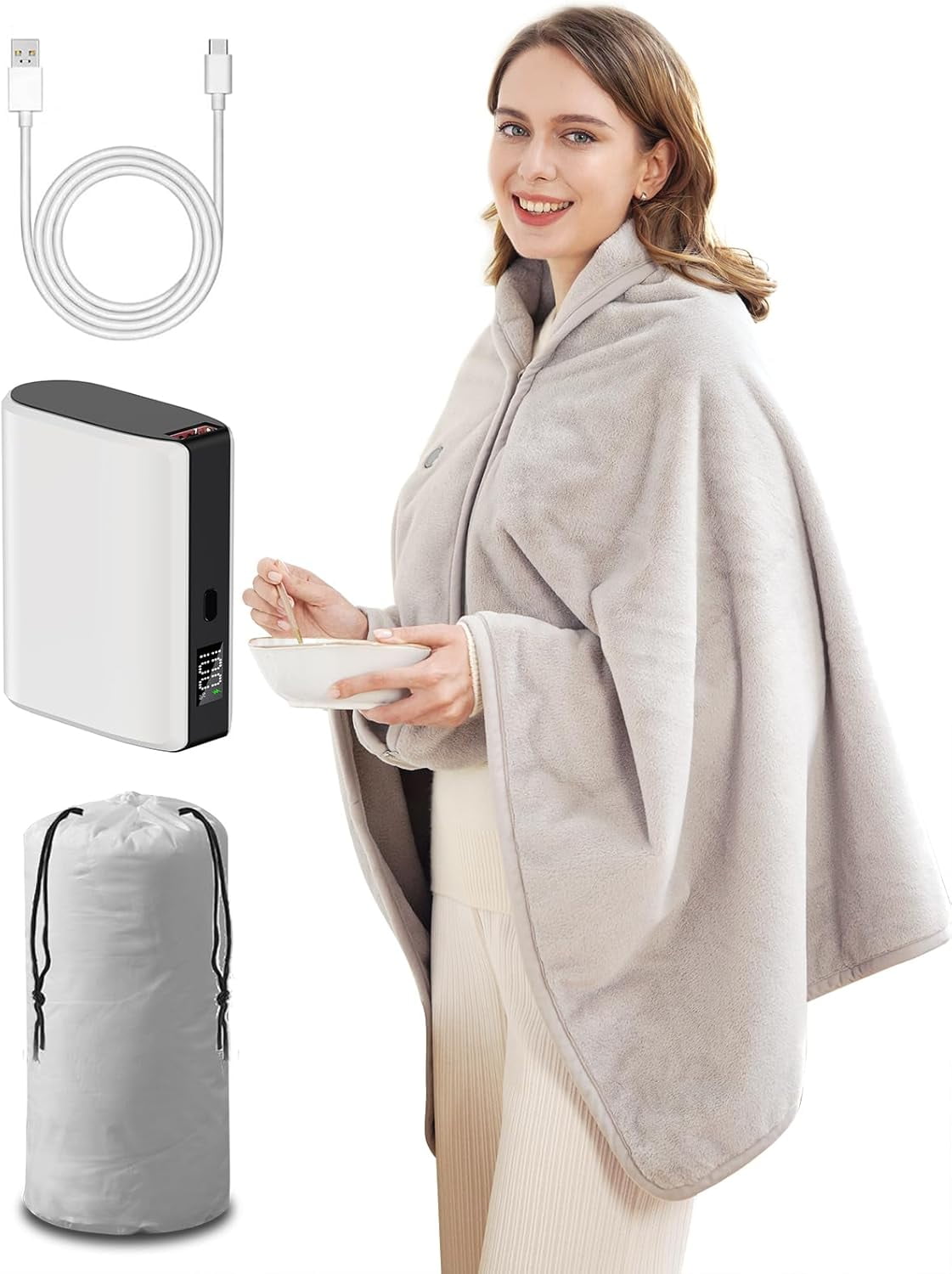 Heated Blanket Battery Operated,with Battery Pack,Cordless USB Heated ...
