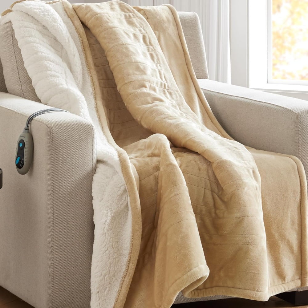 Heated Blanket, Electric Blanket, Soft, Warm, Reversible Plush - Sherpa ...