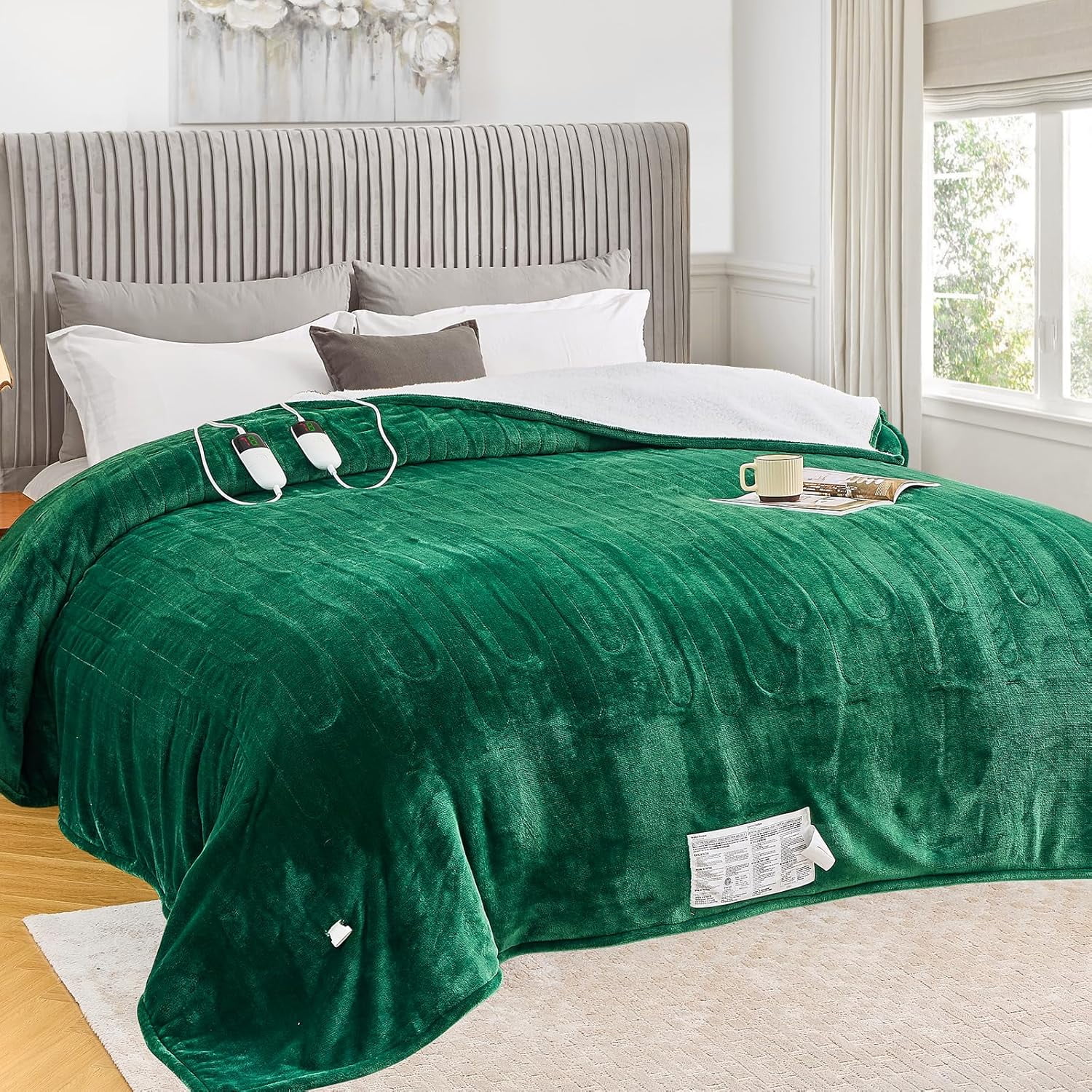 Heated Blanket Electric King Size 100"X90" Dual Control, Heating Blanket with 10 Levels 1/2/4/6 ...