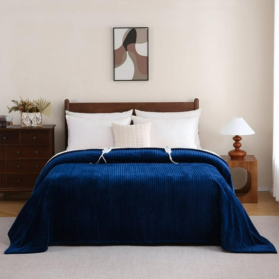 Heated Blanket Electric Navy Blue King - Walmart.com