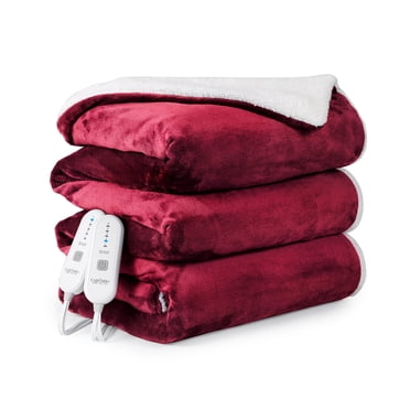 Sunbeam Grey Flannel Fleece Electric Heated Throw, 50" x 60", 3 Heat ...