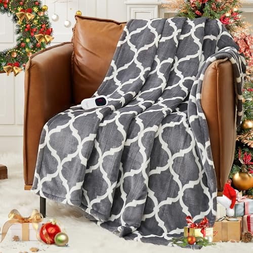 Heated Blanket Electric Throw - 50“x60“ Heating Blanket with 10 Fast ...