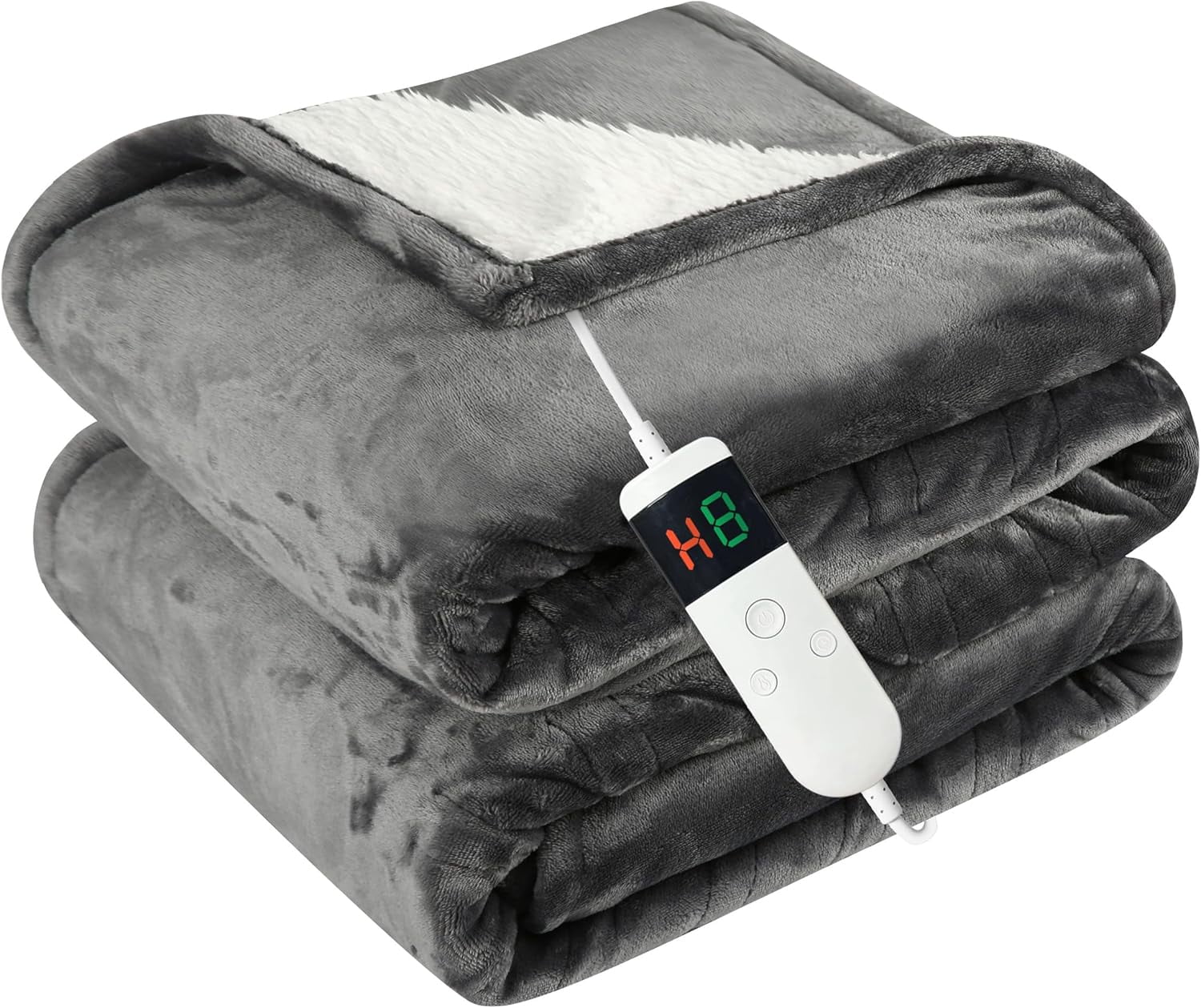 Heated Blanket Electric Twin Size, Soft Sherpa Flannel Heating Blanket ...