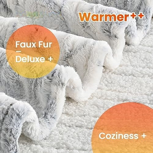 Heated Blanket King Size Electric Blanket 90"x 100", Faux Fur Fast ...