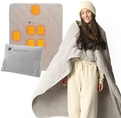 Heated Blanket, Portable Battery Operated Blanket, 10000mAh Large 50 ...