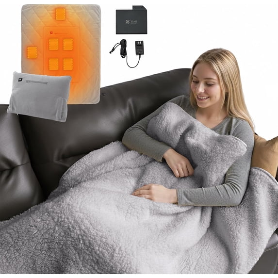 Heated Blanket, Portable Battery Operated Blanket, 10000mAh Large 50 ...
