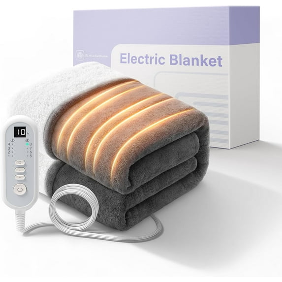 Heated Blanket - Safety with Dual-Core Tech, ETL , 62x84", 10H Off, 8 ...