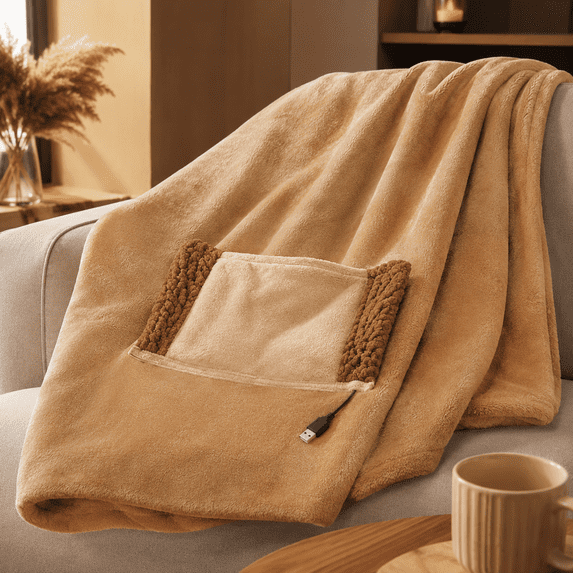 Heated Blanket Soft USB Blanket Machine Washable, Heated Electric ...