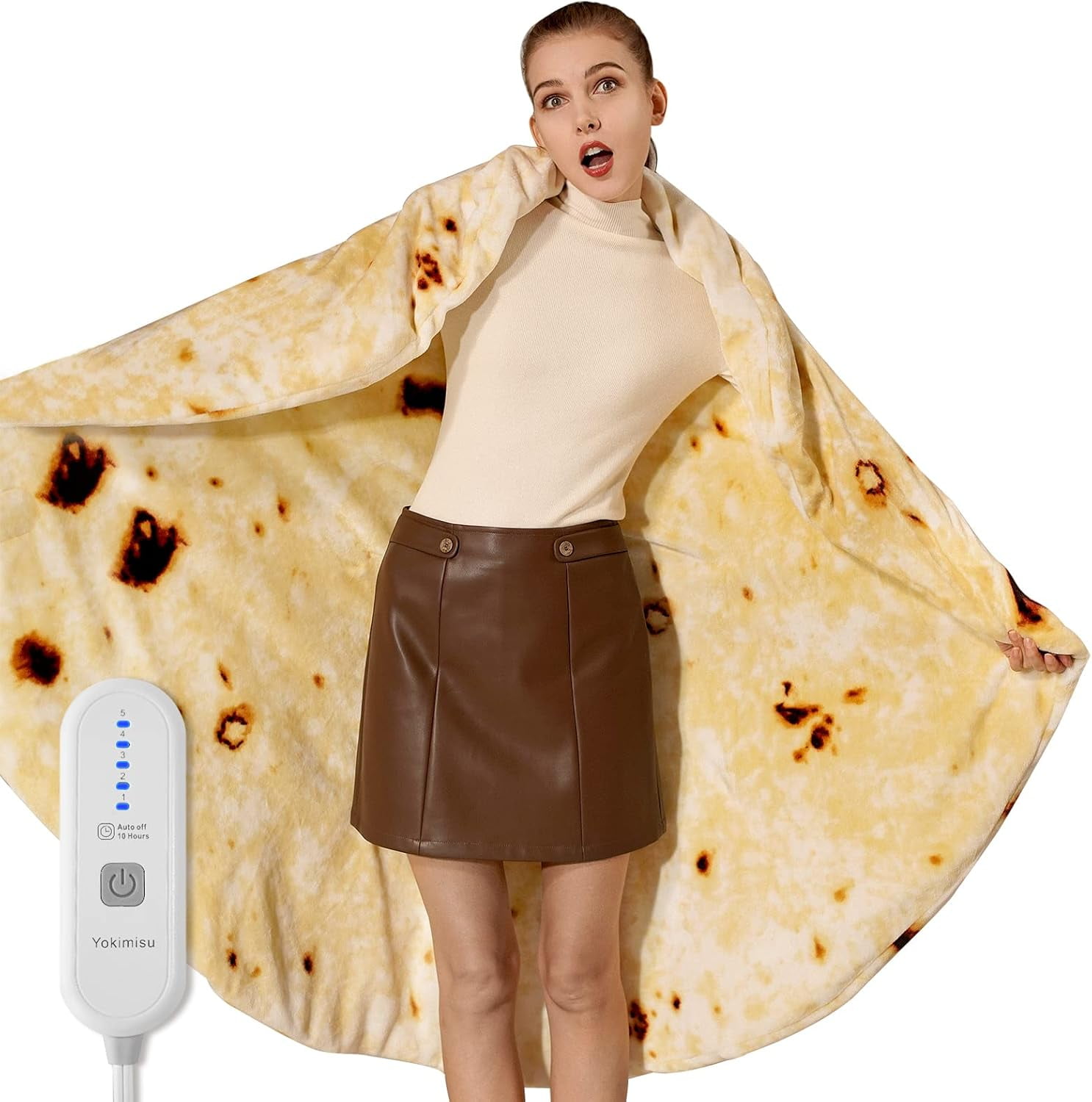 Heated Blanket Throw 60" x 60" Round Electric Blanket Double Sided ...