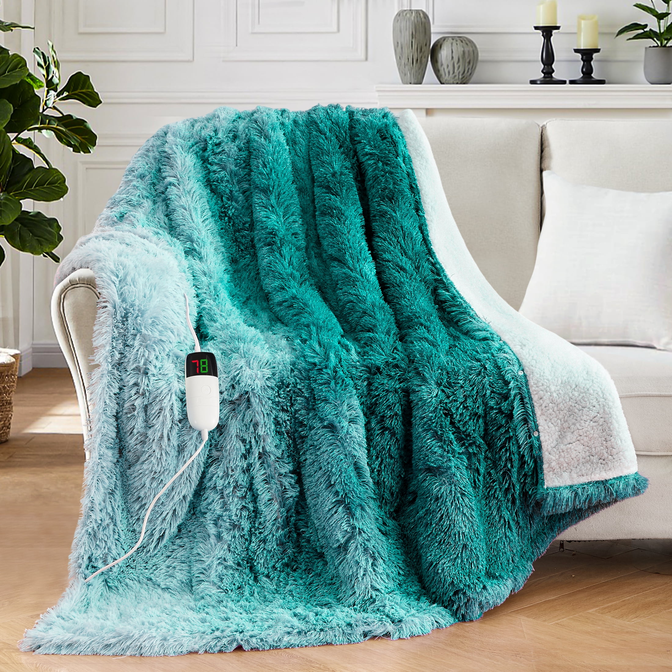 Heated Blanket Throw Size Electric Blanket 50"x 60", Soft Faux Fur Fast ...