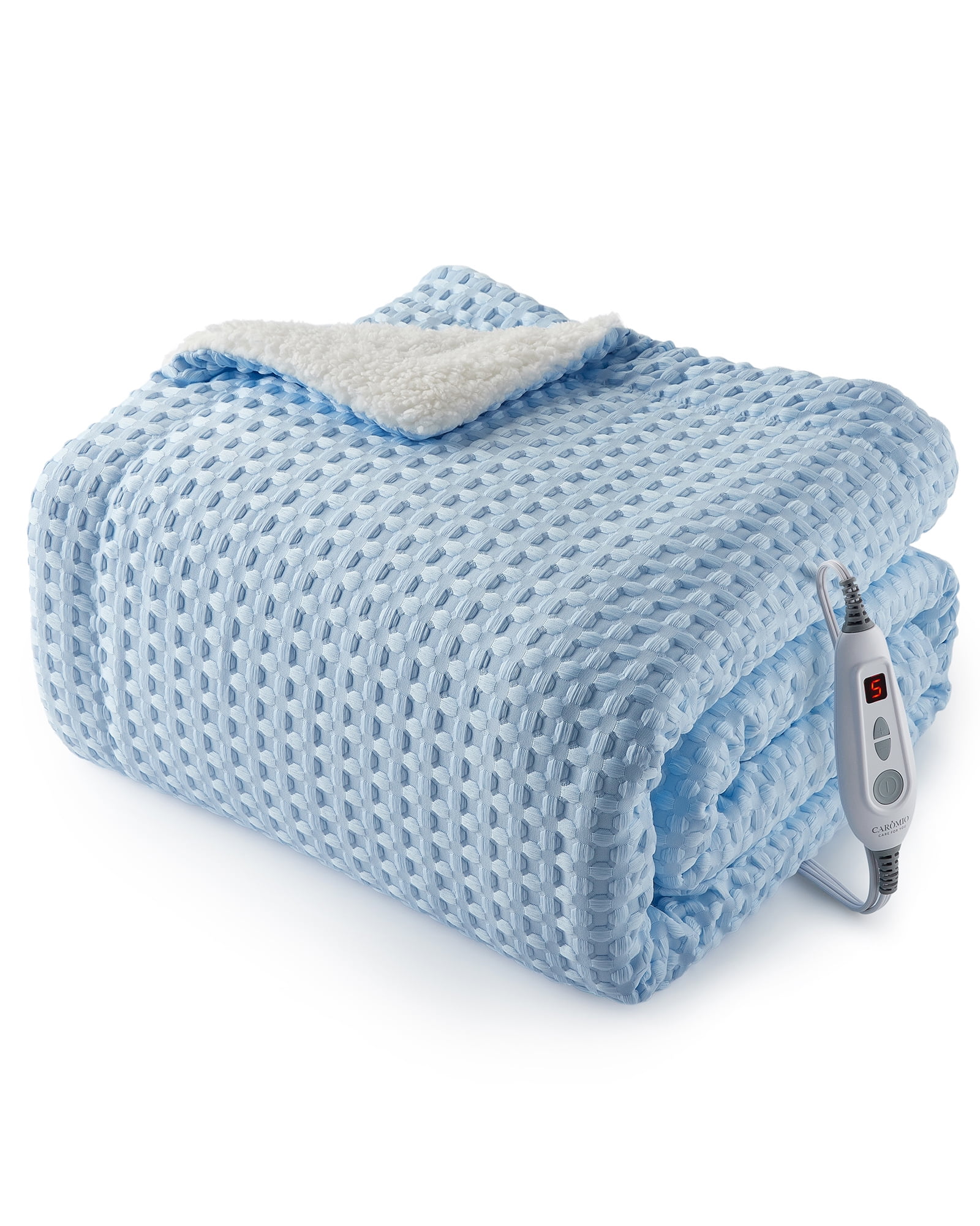 Heated Blanket Throw, Waffle Weave Electric Throw Blanket Fast Heating ...
