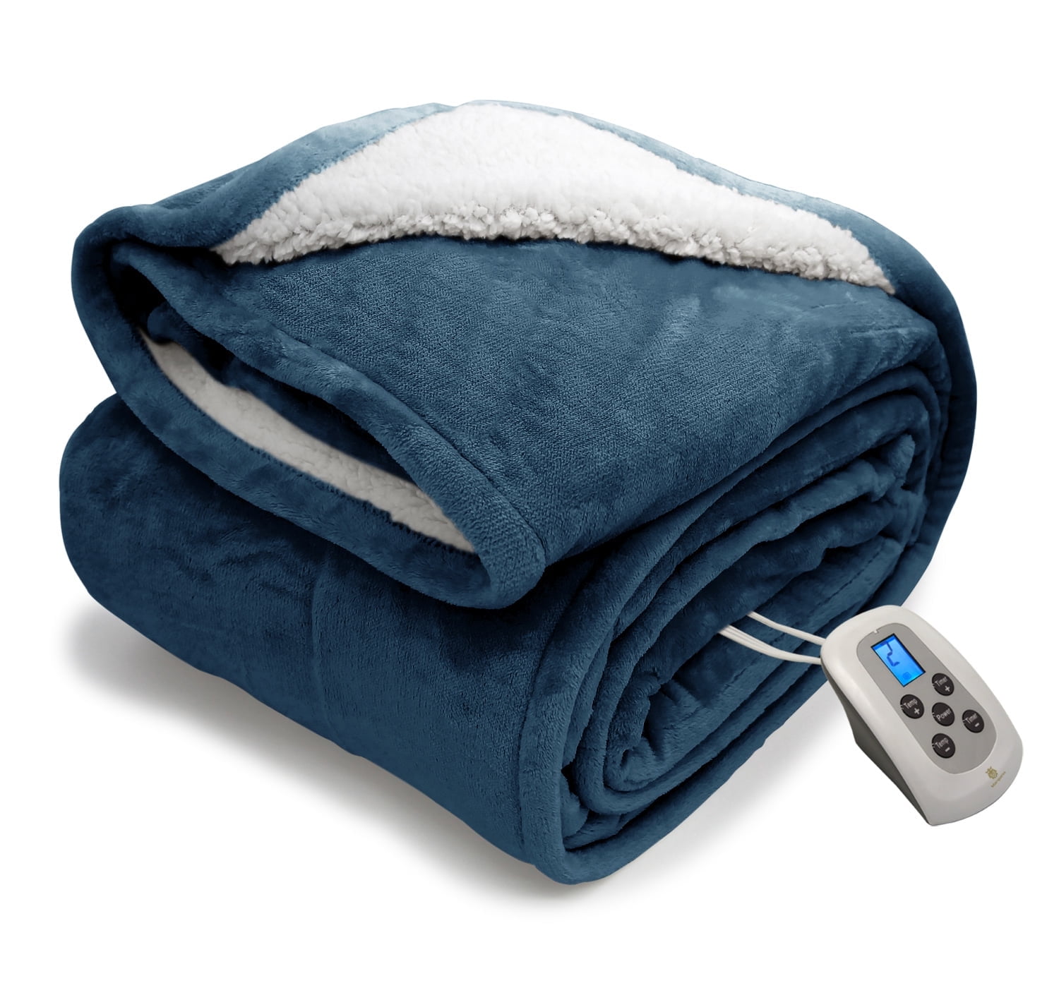 "Twin Navy Heated Blanket with 10 Heat Settings/10 Hours Auto-Off, 62 ...