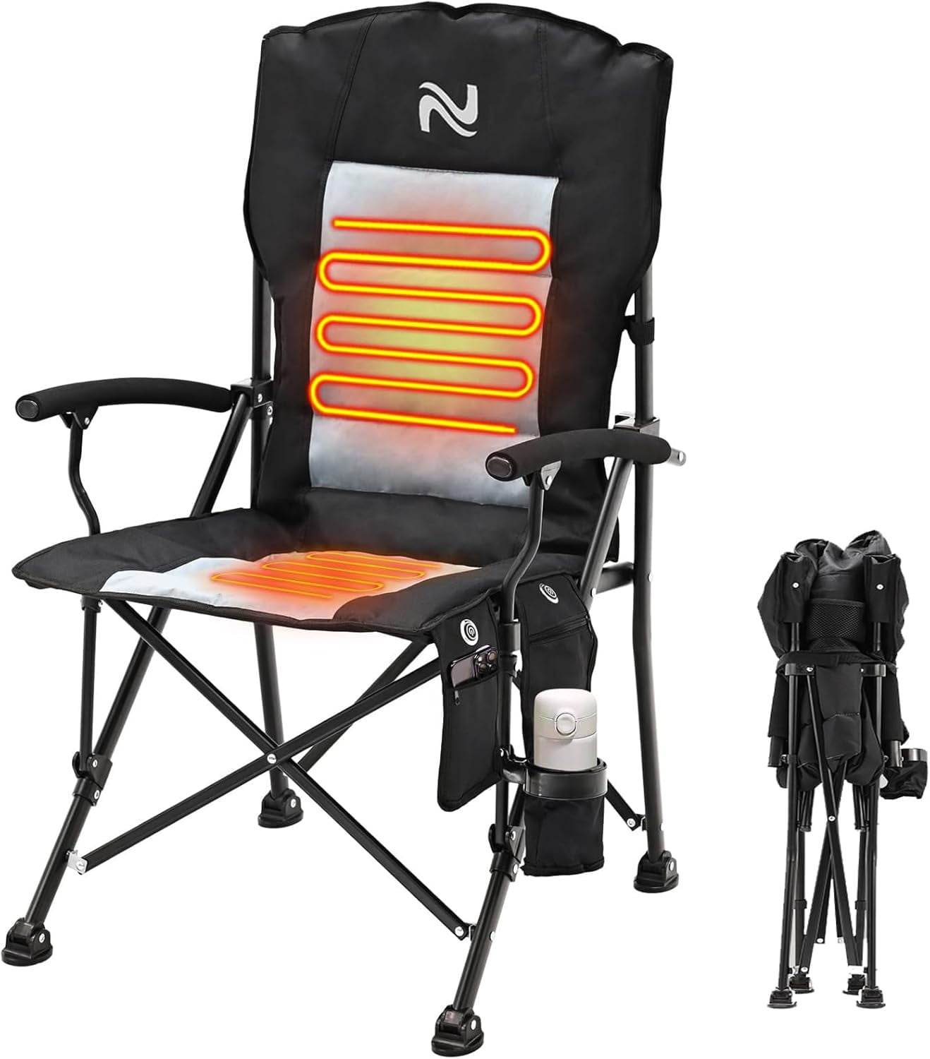 Heated Camping Chair Heats Back and Seat, Heated Portable Camp Chair ...