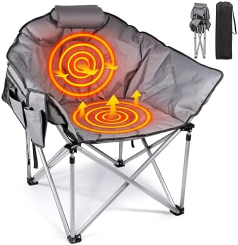 Heated Camping Chair, Oversized Heated Chairs Outdoor Sports W/3 Heat ...
