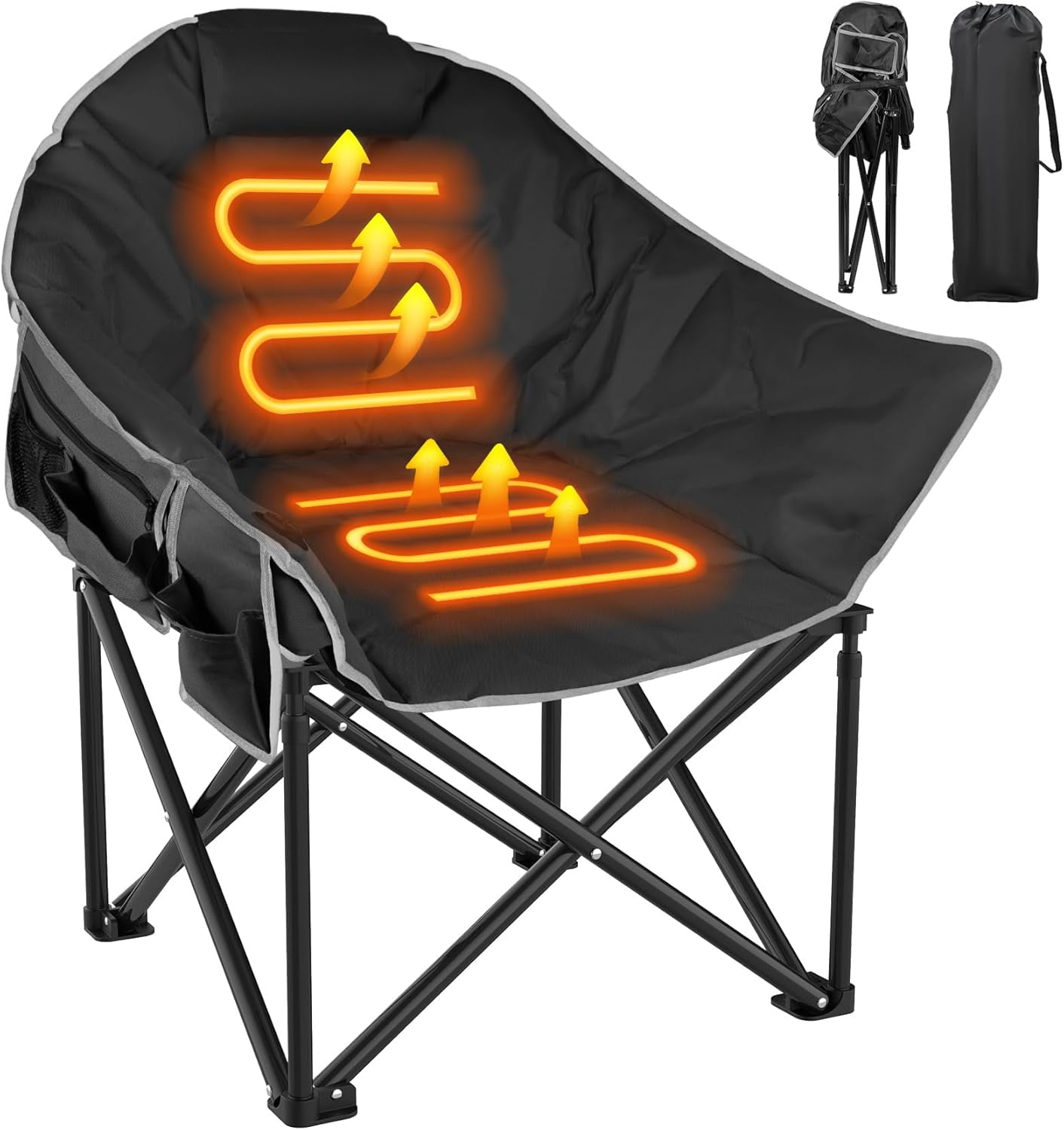 Heated Camping Chair Oversized, Portable Heated Chair Outdoor Sports ...