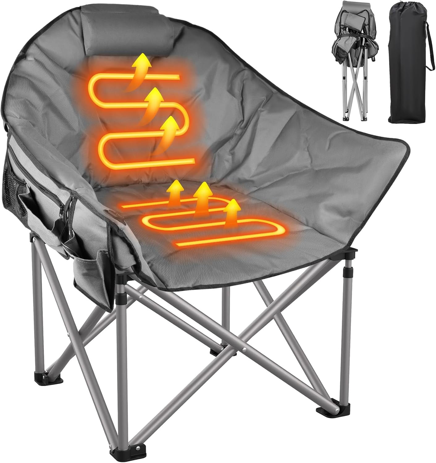 Heated Camping Chair Oversized, Portable Heated Chair Outdoor Sports ...