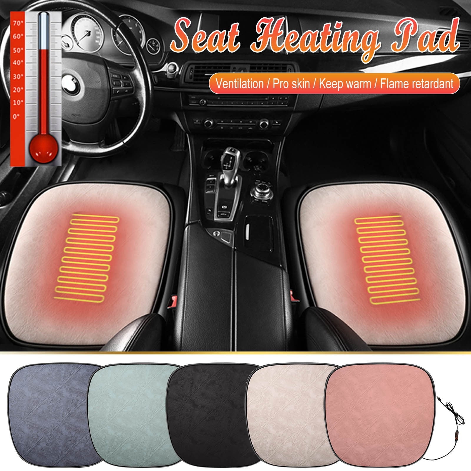Heated Car Seat Cushion, 12V Portable Car Heating Pad Back, Heating ...