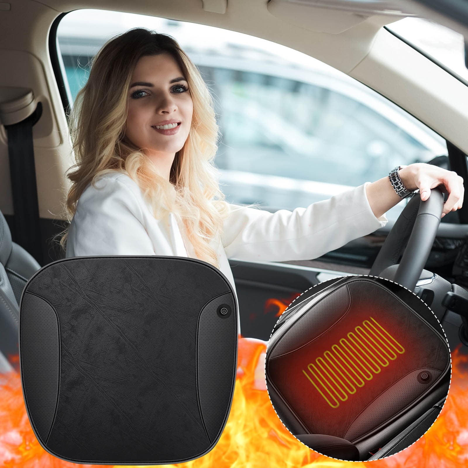 Heated Car Seat Cushion, 12V Portable Car Heating Pad Back, Heating ...