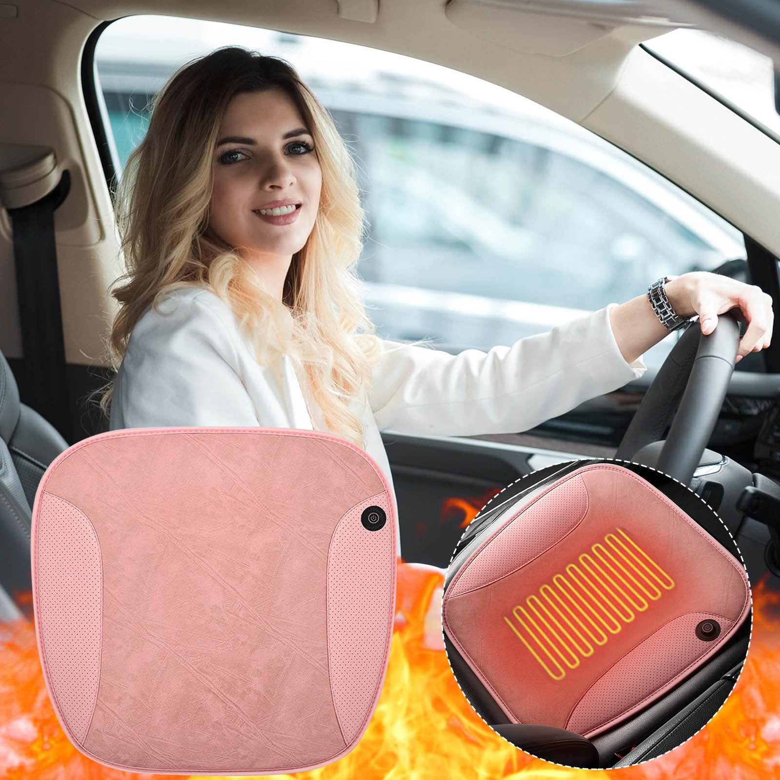 Heated Car Seat Cushion, 12V Portable Car Heating Pad Back, Heating And ...