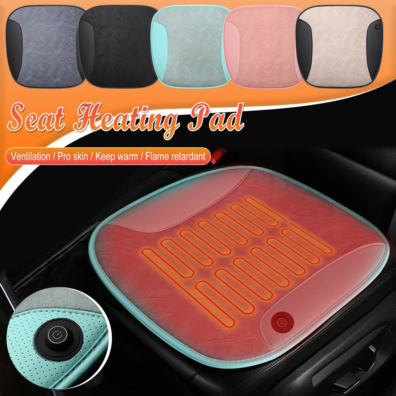 Heated Car Seat Cushion, 12V Portable Car Heating Pad Back, Heating ...