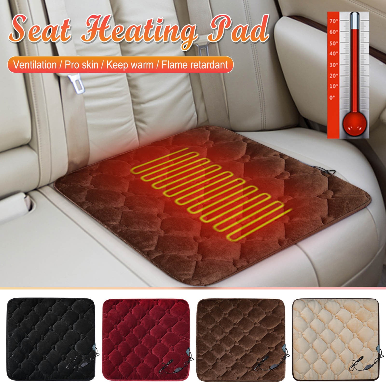 Heated Car Seat Cushion, 12V Portable Car Heating Pad Back, Heating ...