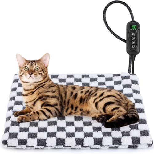Heated Cat Bed, 11 Adjustable Temperature Cat Heating Pad Indoor with ...