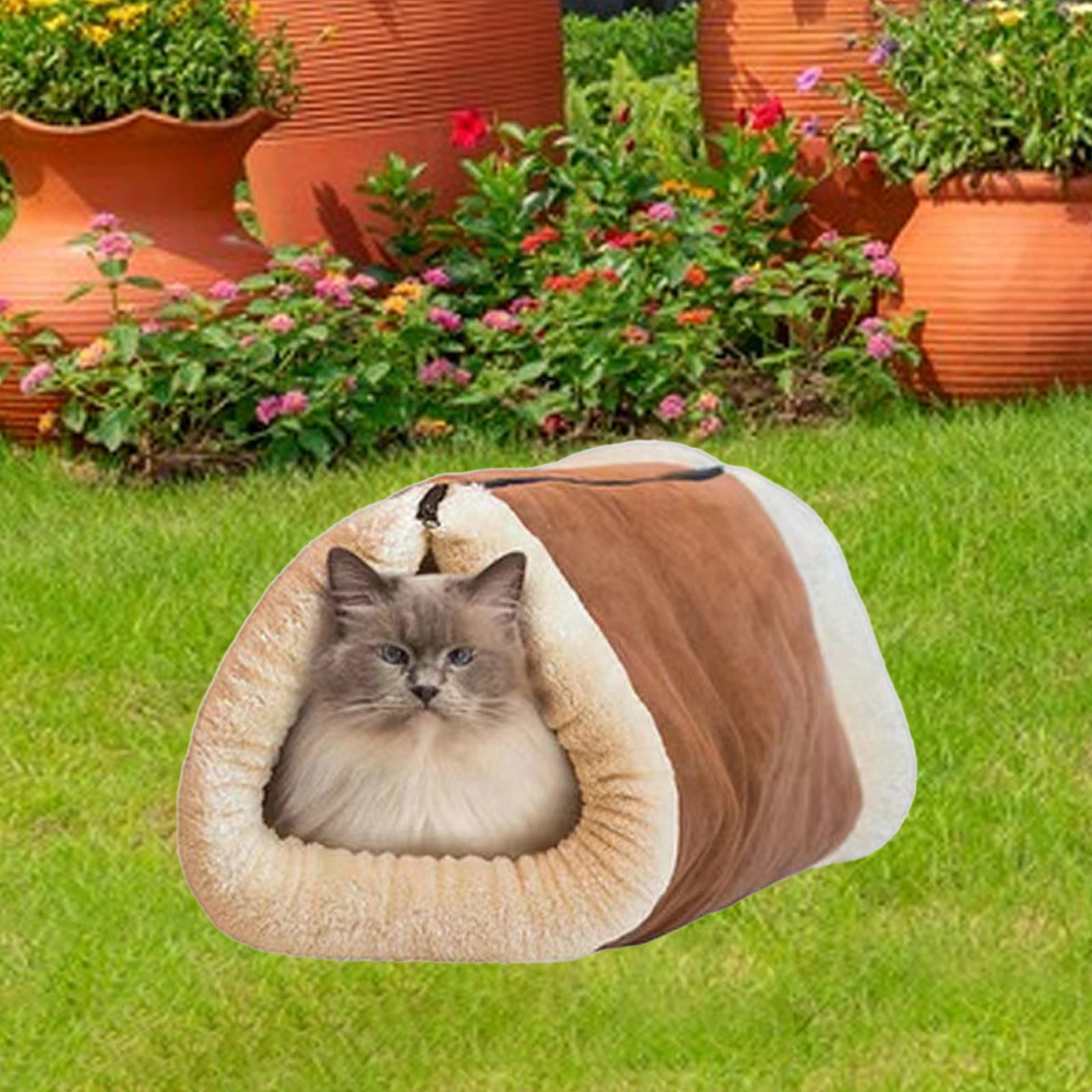 Heated Cat Bed Cave with Soft Plush Pad,Portable Foldable Pet Warmer ...