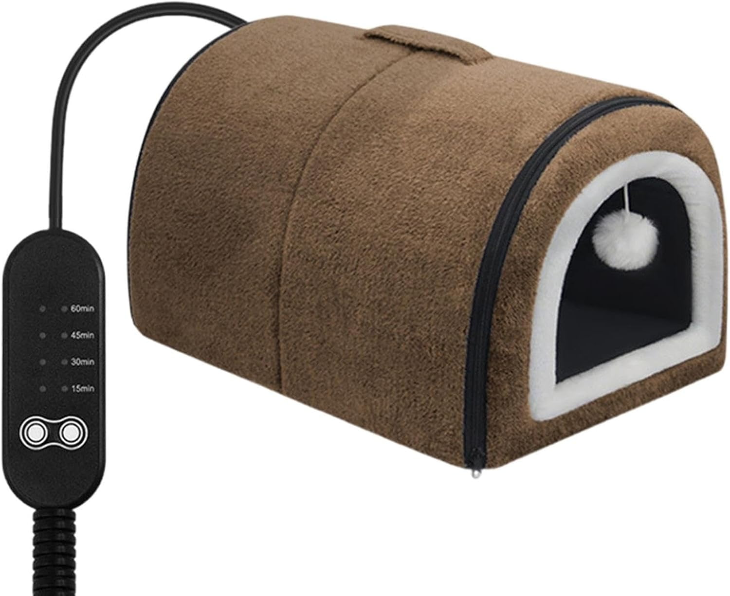 Heated Cat Bed Indoor, Cat Bed Cave, Removable Semi-Enclosed Nest with ...